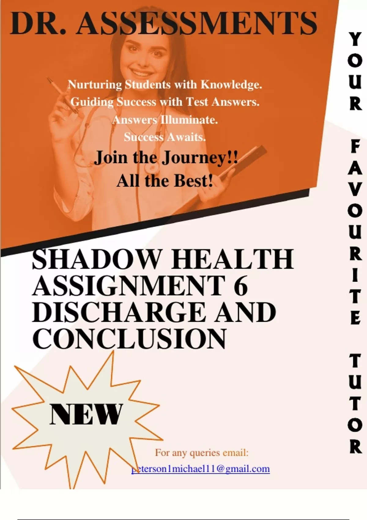 SHADOW HEALTH ASSIGNMENT 6 DISCHARGE AND CONCLUSION Questions with Correct Answers - SHADOW ...