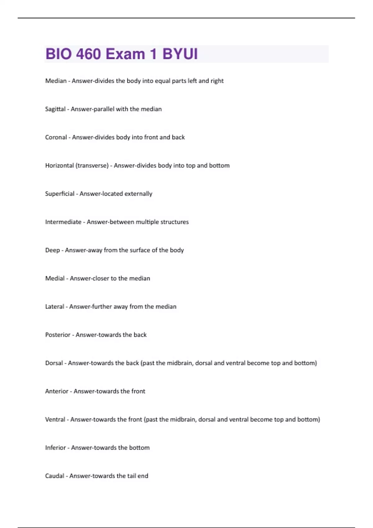 BIO 460 Exam 1 BYUI Questions and Answers with complete - BIO 460 - Stuvia US