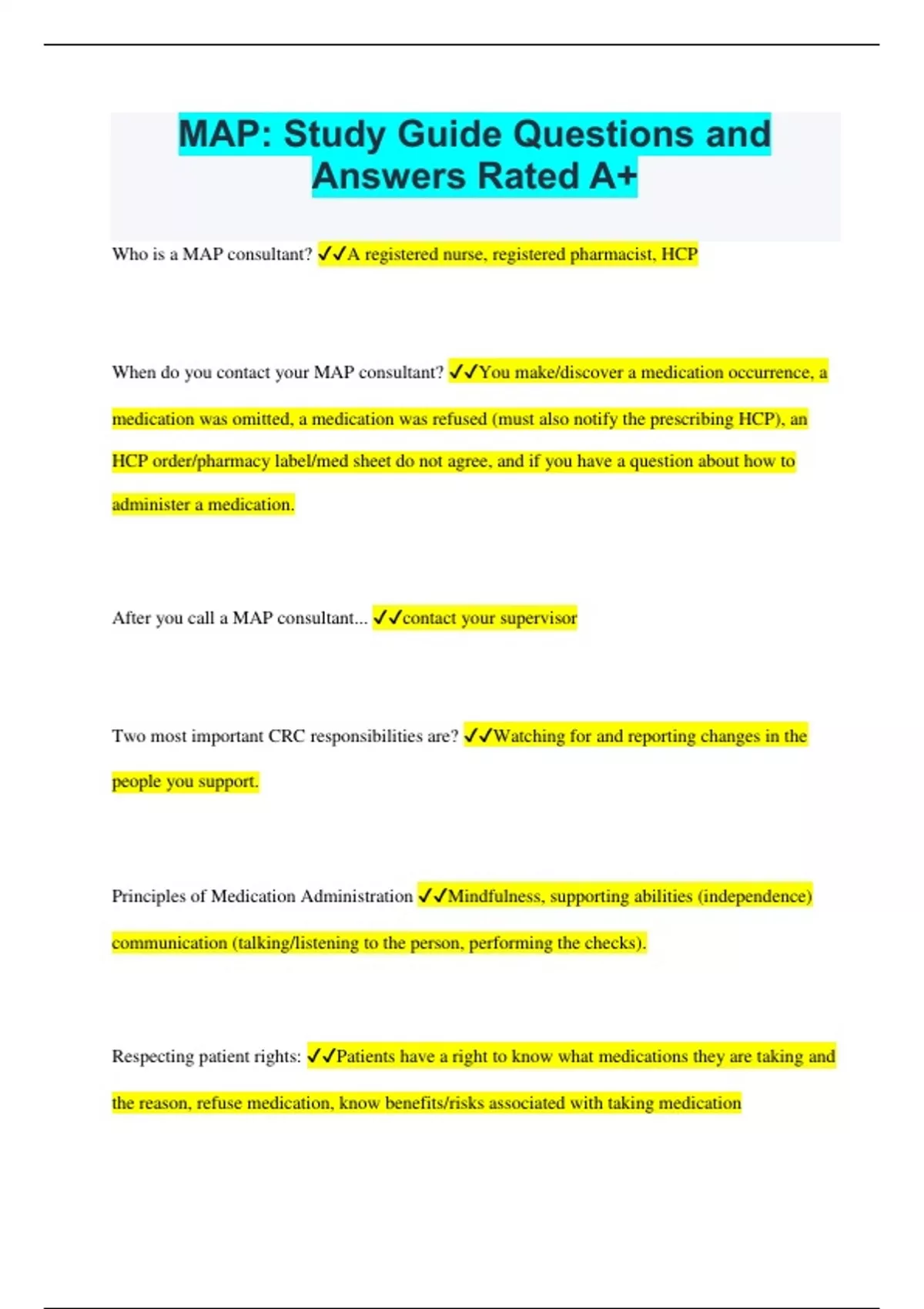 MAP: Study Guide Questions and Answers Rated A+ - MAP: - Stuvia US