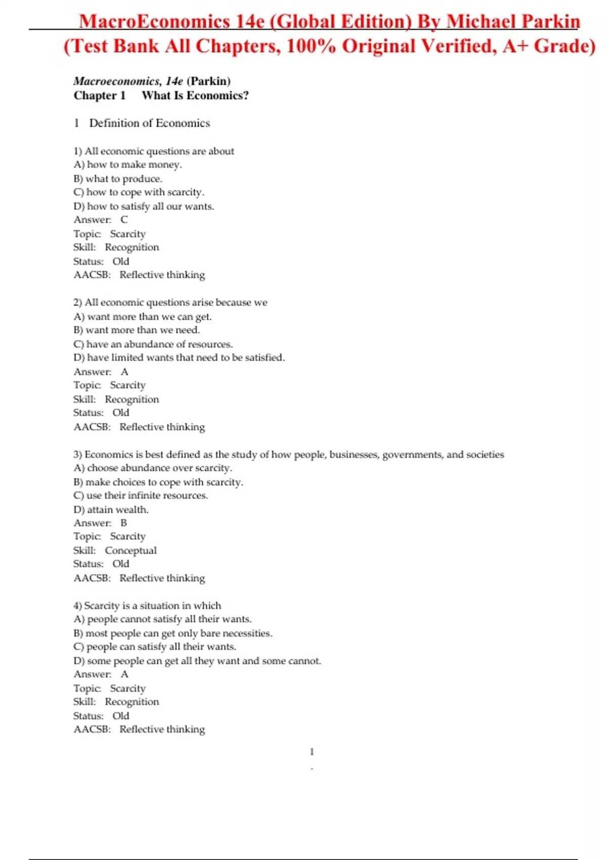 Test Bank For MacroEconomics 14th Edition (Global Edition) By Michael ...