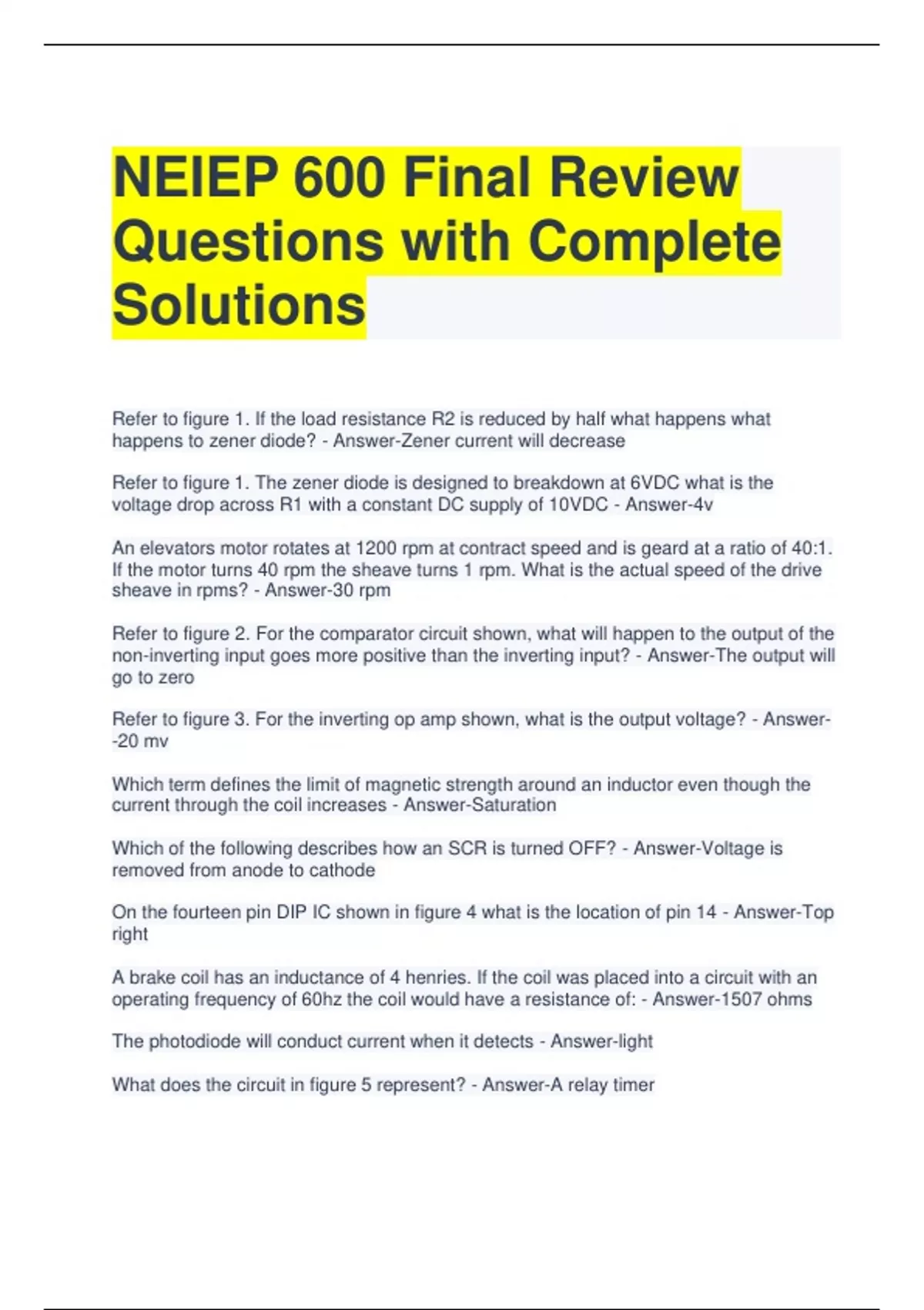 NEIEP 600 Final Review Questions with Complete Solutions - NEIEP 600 ...