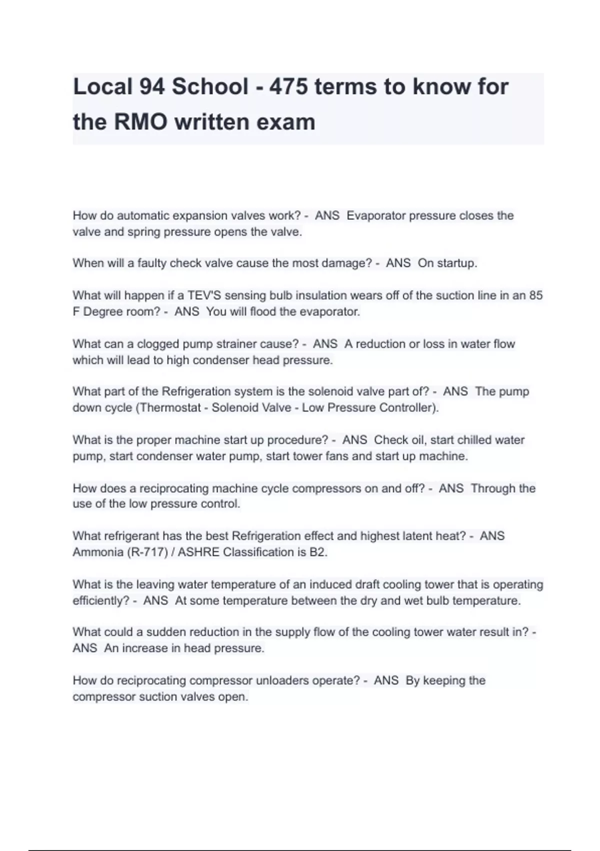 Local 94 School - 475 terms to know for the RMO written exam with ...