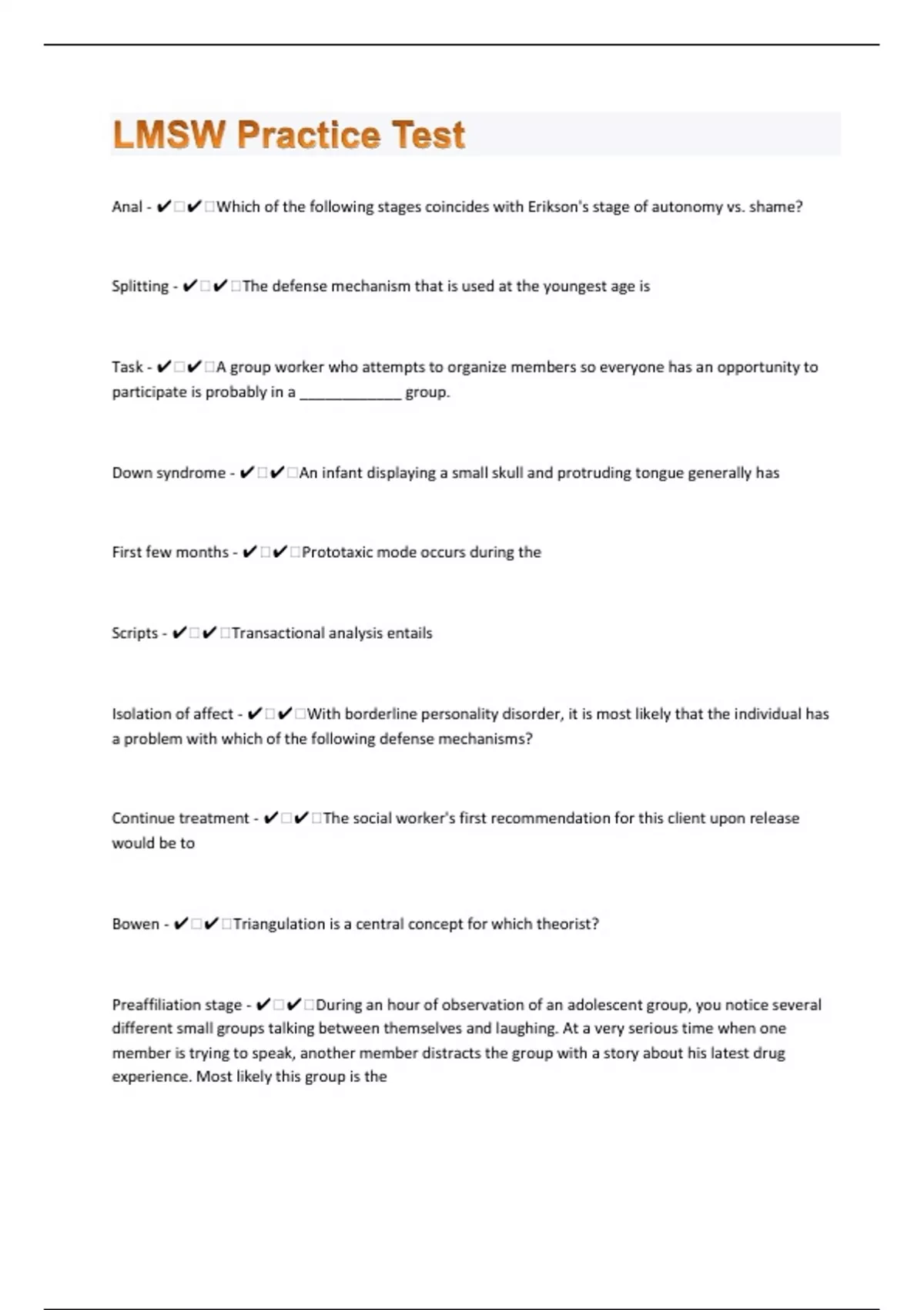 LMSW 177 Practice Test Questions And Answers - LMSW - Licensed Master ...