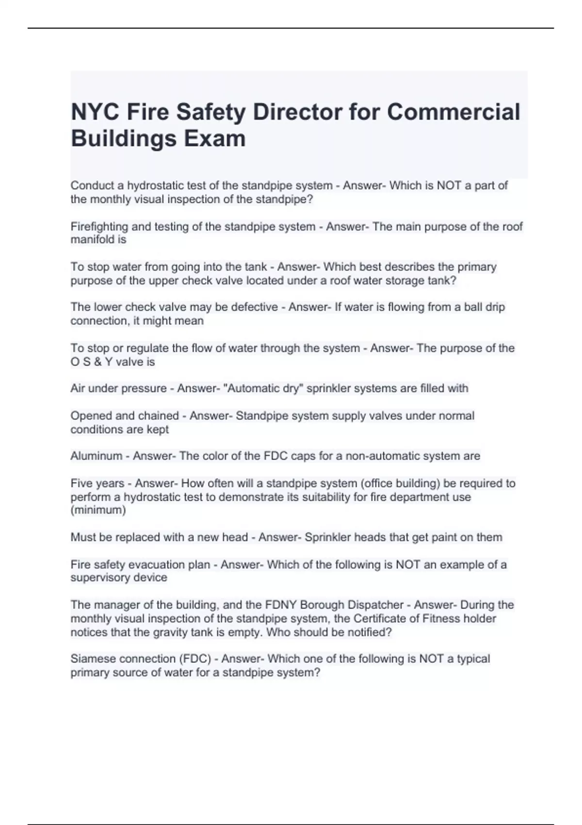 NYC Fire Safety Director for Commercial Buildings Exam 2024 - NYC FSD ...