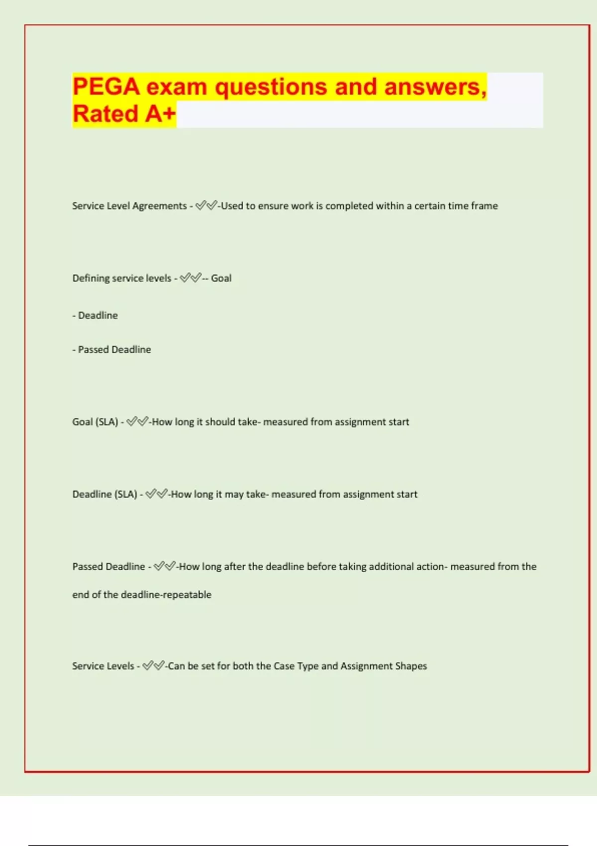 PEGA exam questions and answers, Rated A+/ [Exam Prediction paper ...