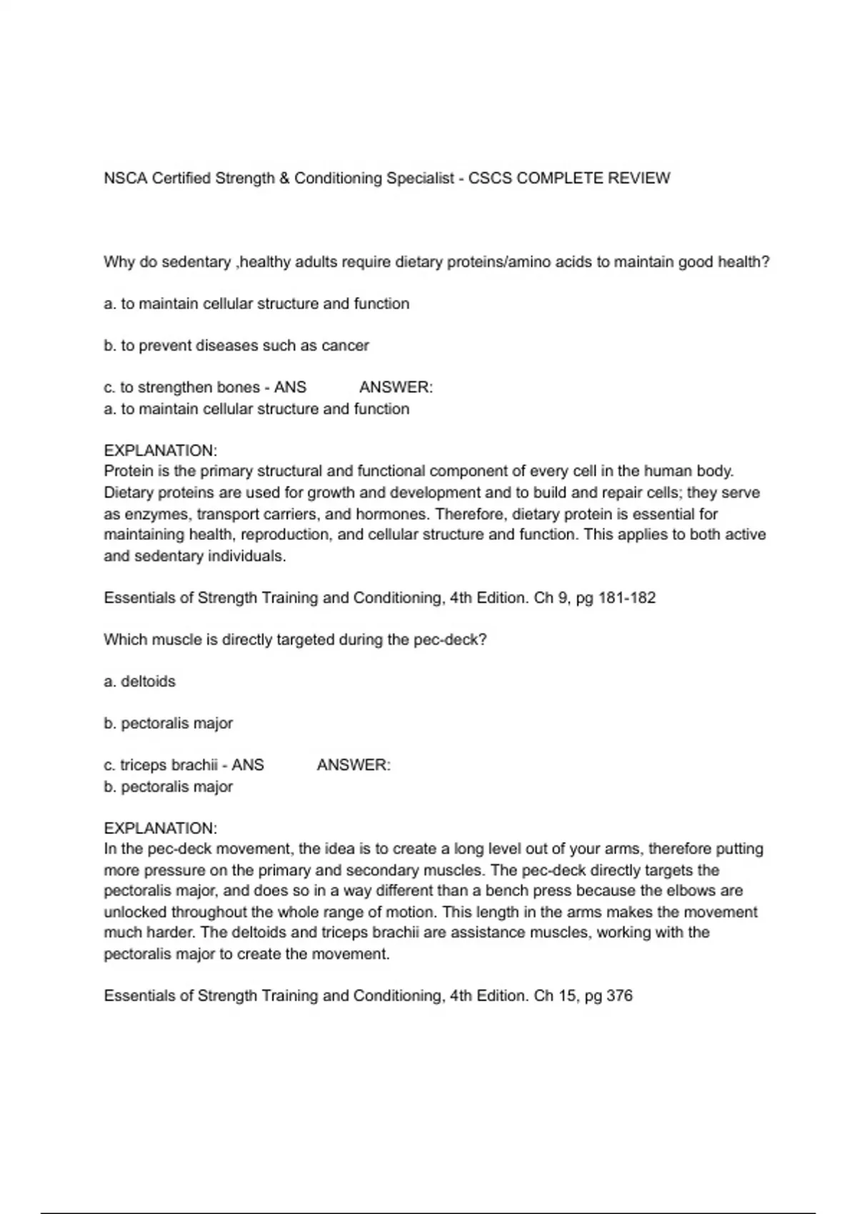 0 / 20 NSCA Certified Strength & Conditioning Specialist - CSCS ...