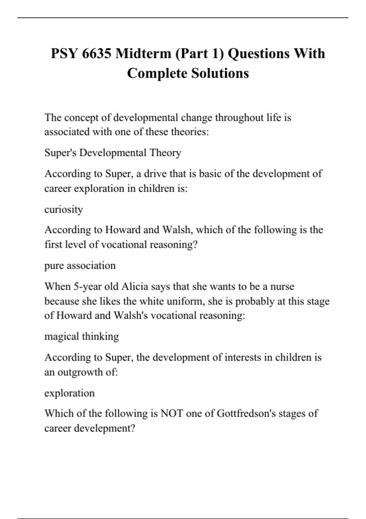 PSY 6635 Midterm (Part 1) Questions With Complete Solutions - PSY 6635 - Stuvia US