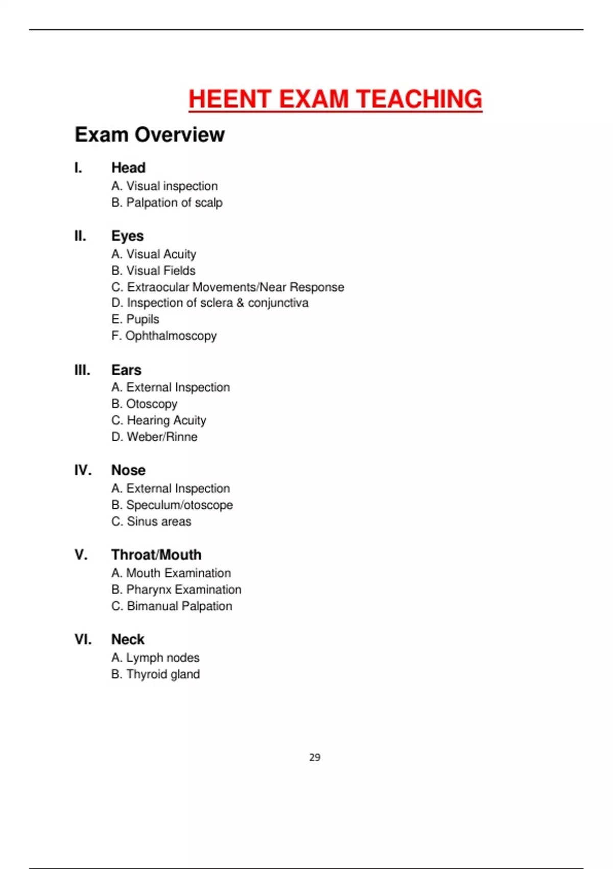 HEENT EXAM TEACHING DOCKRT GUIDE RATED A. - HEENT - Stuvia US
