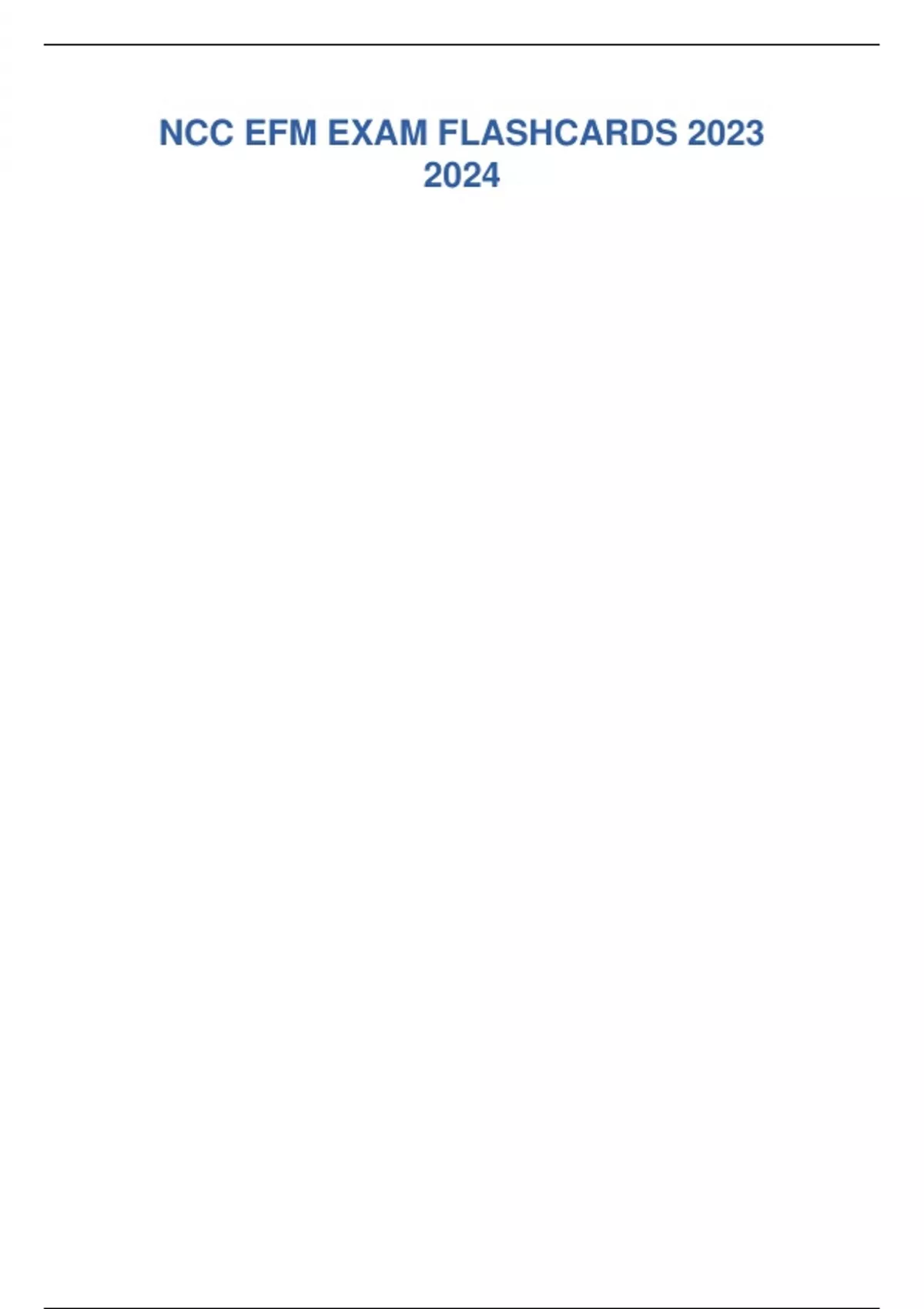 NCC EFM EXAM FLASHCARDS 2023/ 2024 - Ncc efm - Stuvia US