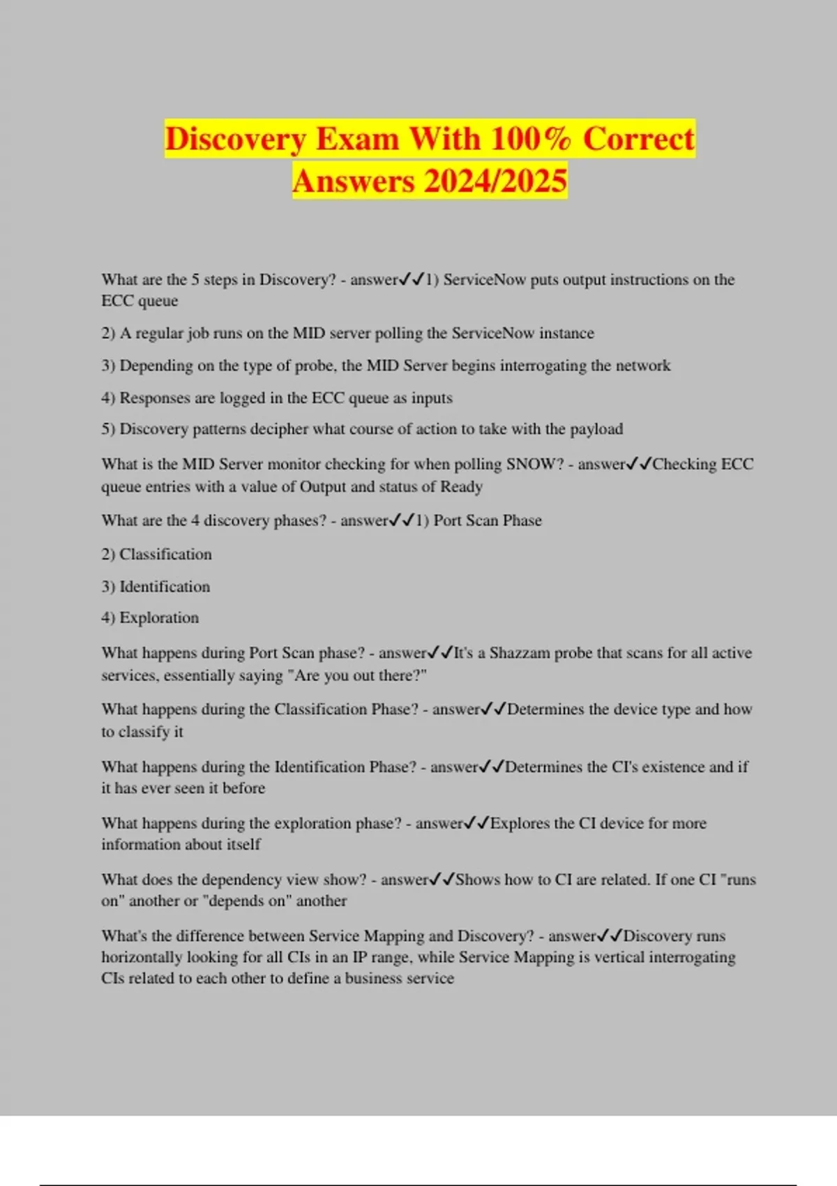 Package deal for CIS Discovery Exam Questions with 100% Correct Answers ...