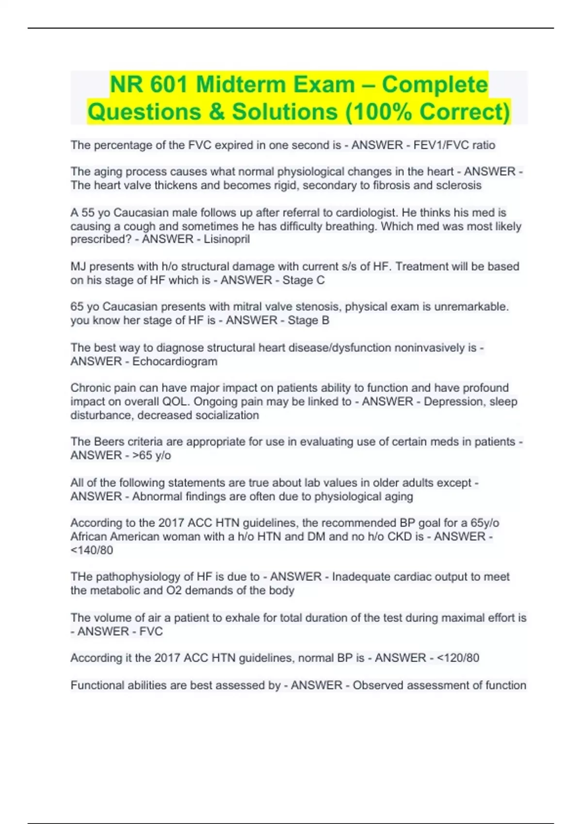 Nr 601 Midterm Exam Complete Questions And Solutions 100 Correct Nr601 Stuvia Us