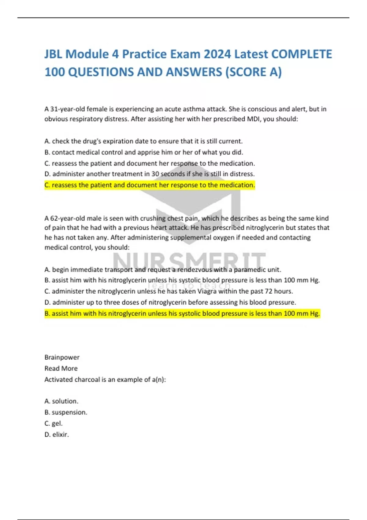 JBL Module 4 Practice Exam 2024 Latest COMPLETE 100 QUESTIONS AND ...