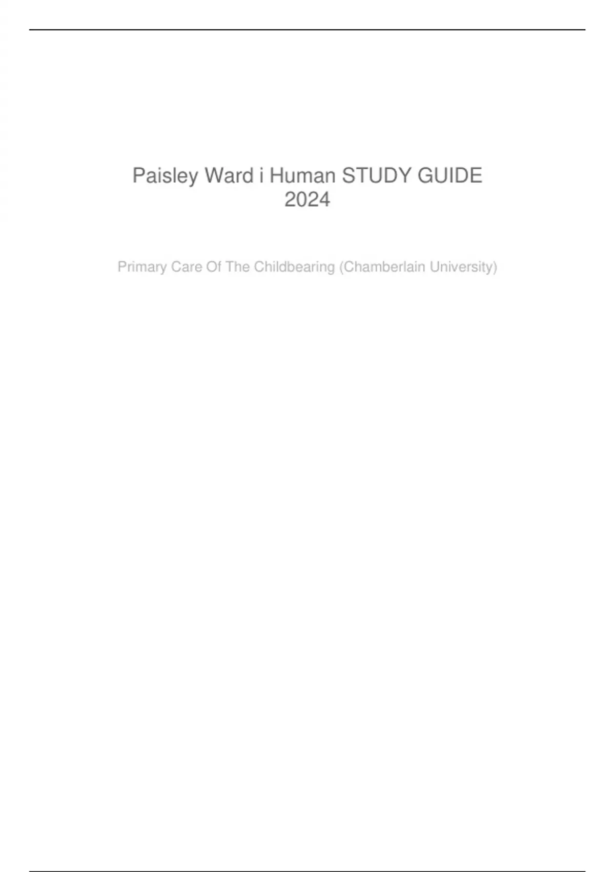 Paisley Ward i Human STUDY GUIDE 2024 - I HUMAN - Stuvia US