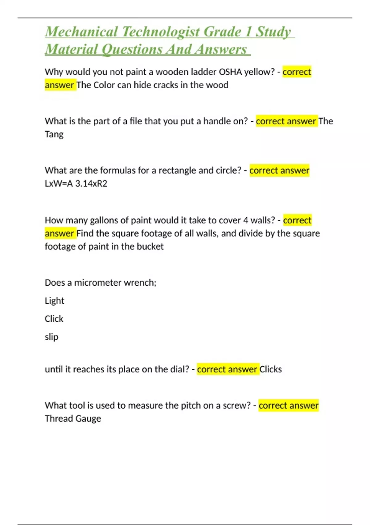 Mechanical Technologist Grade 1 Study Material Questions And Answers ...