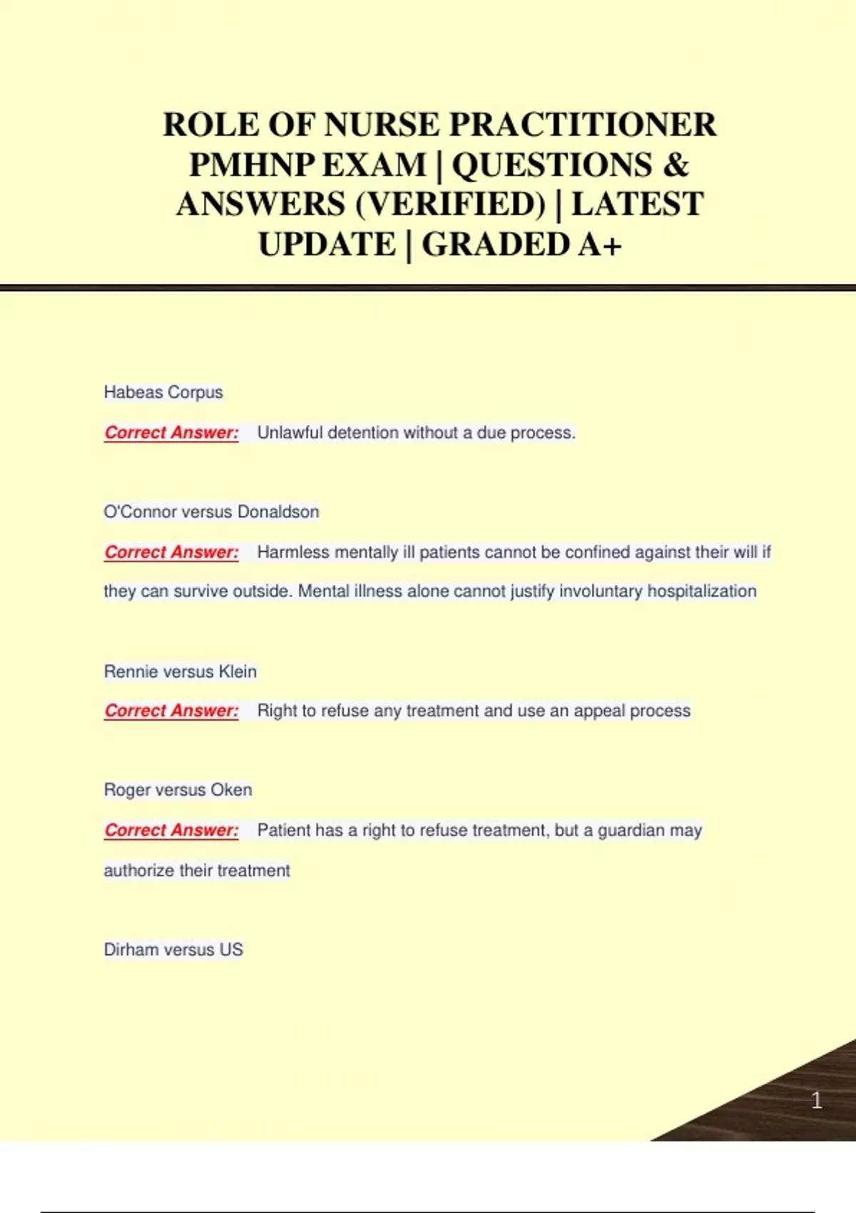 ROLE OF NURSE PRACTITIONER PMHNP EXAM | QUESTIONS & ANSWERS (VERIFIED ...