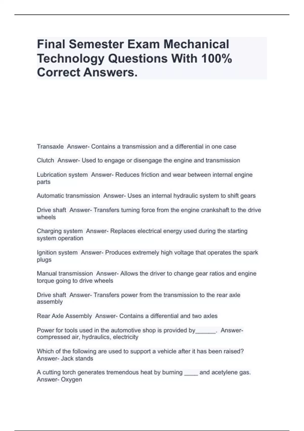 Master Mechanical License |100 Questions| With Correct Answers ...