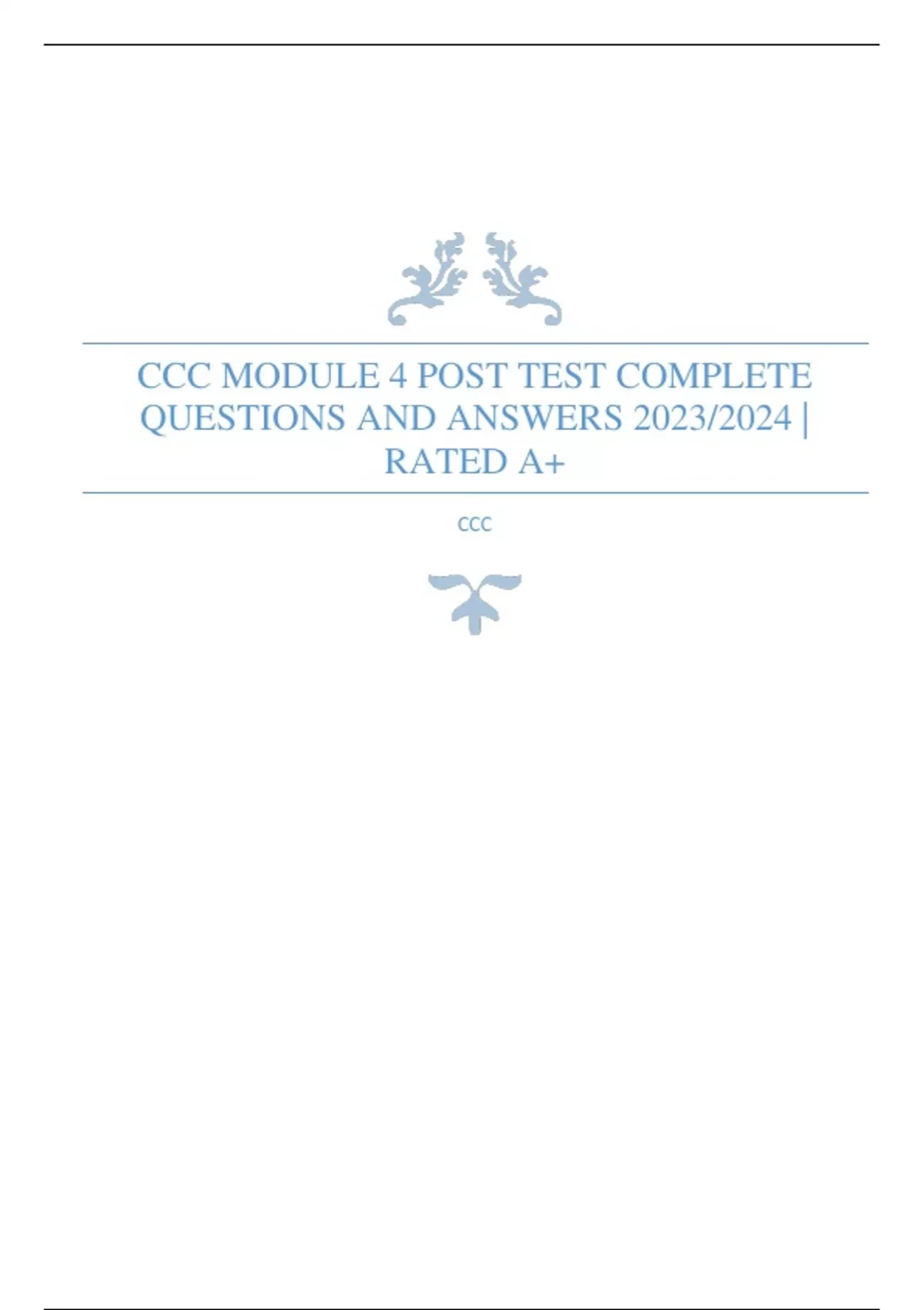 Ccc Module 4 Post Test Complete Questions And Answers 2023 2024 Rated