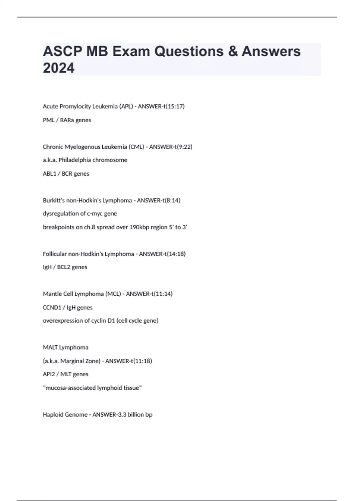 ASCP MB Exam Questions & Answers 2024 - ASCP MB - Stuvia US
