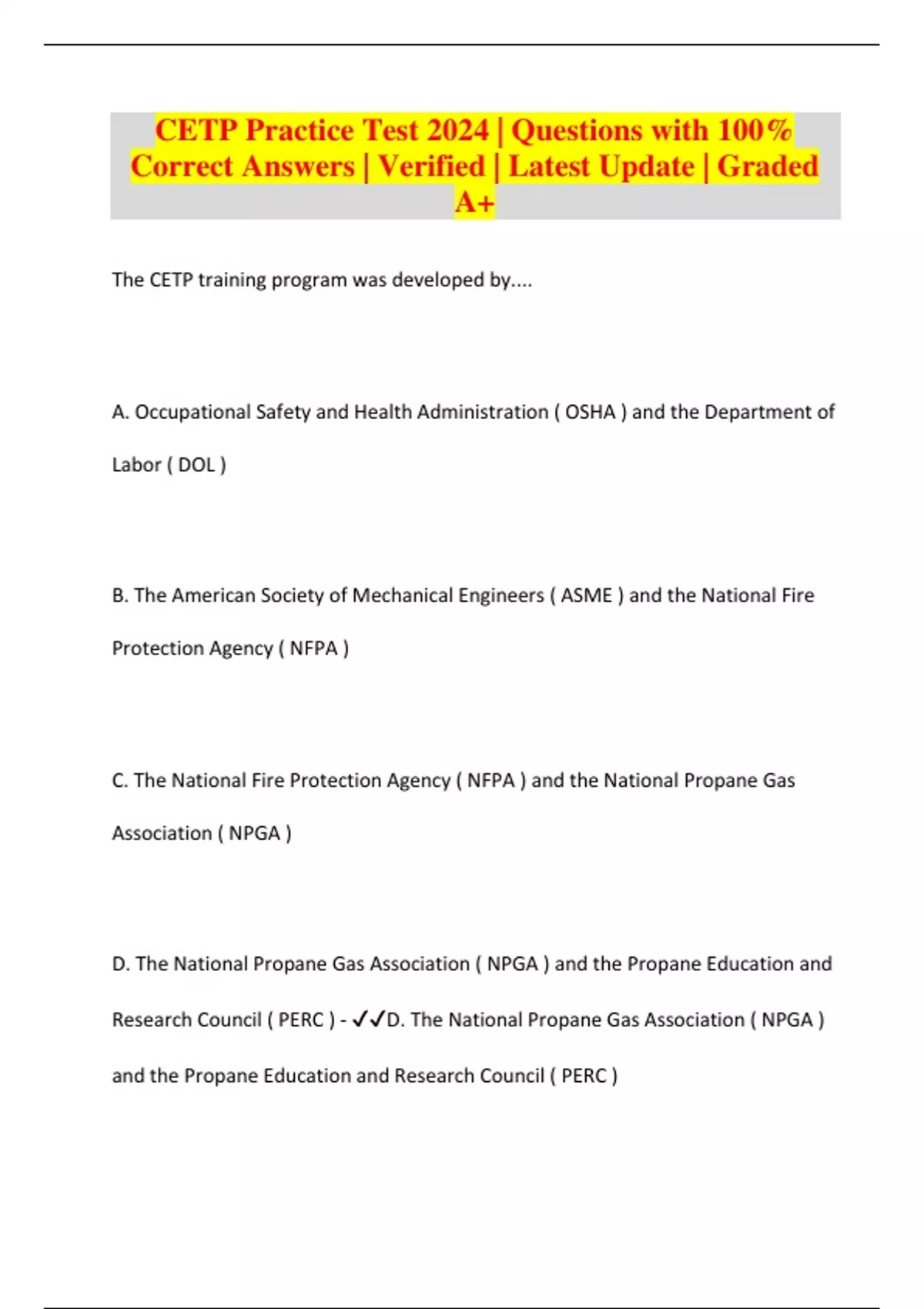 CETP Practice Test 2024 | Questions with 100% Correct Answers ...