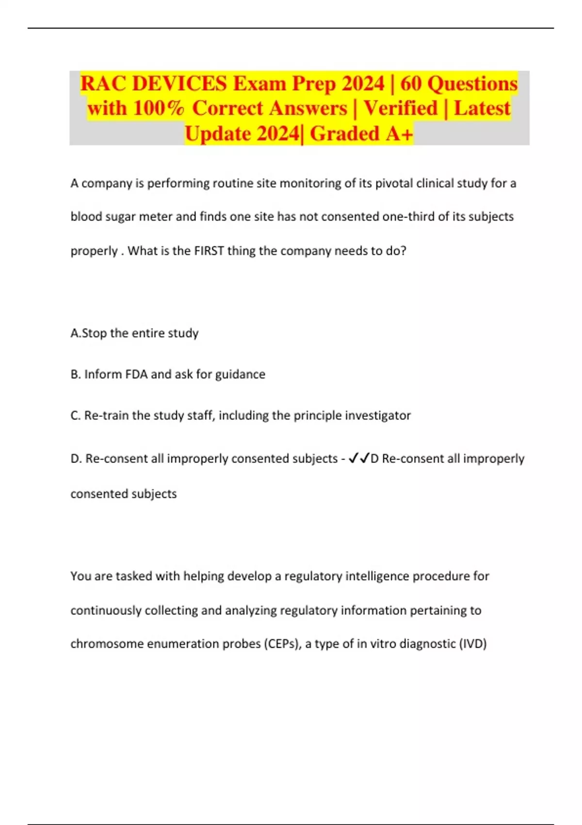 RAC DEVICES Exam Prep 2024 | 60 Questions with 100% Correct Answers ...