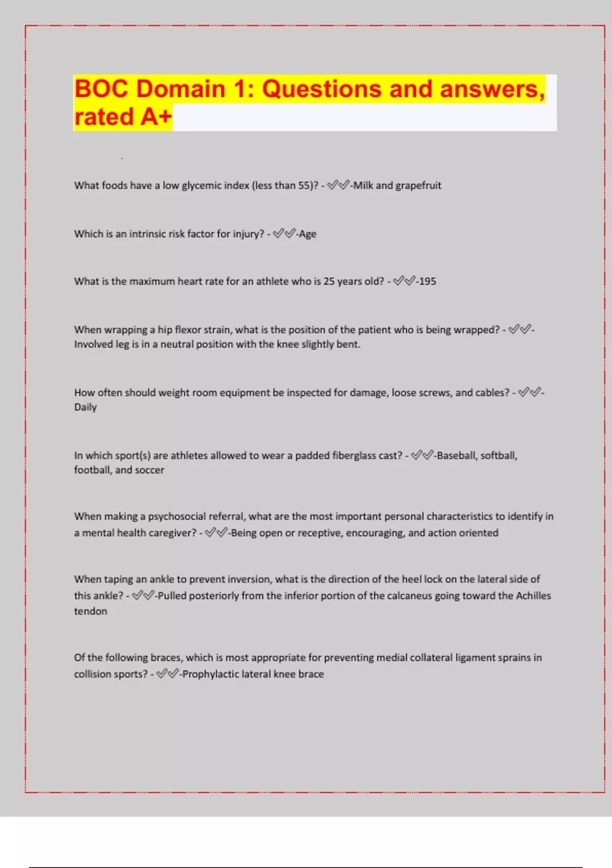 BOC Domain 1: Questions and answers, rated A+/ Examminable Questions ...