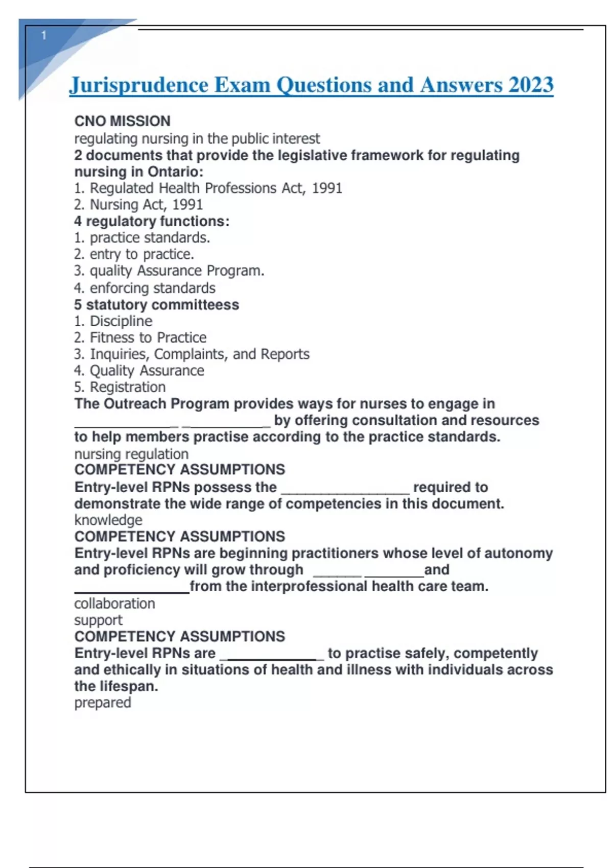Jurisprudence Exam Questions and Answers 2023 - Jurisprudence - Stuvia US