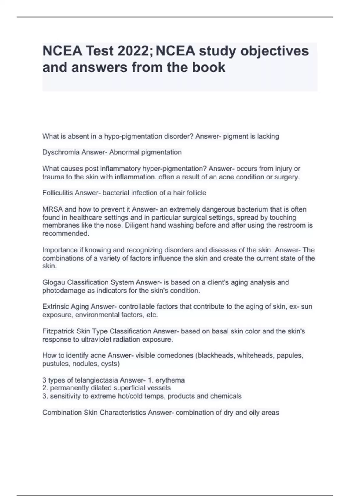 NCEA Test 2024 Actual Questions and Answers with complete solution ...