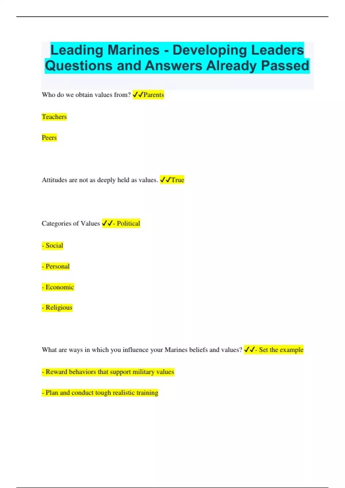 Leading Marines - Developing Leaders Questions and Answers Already ...