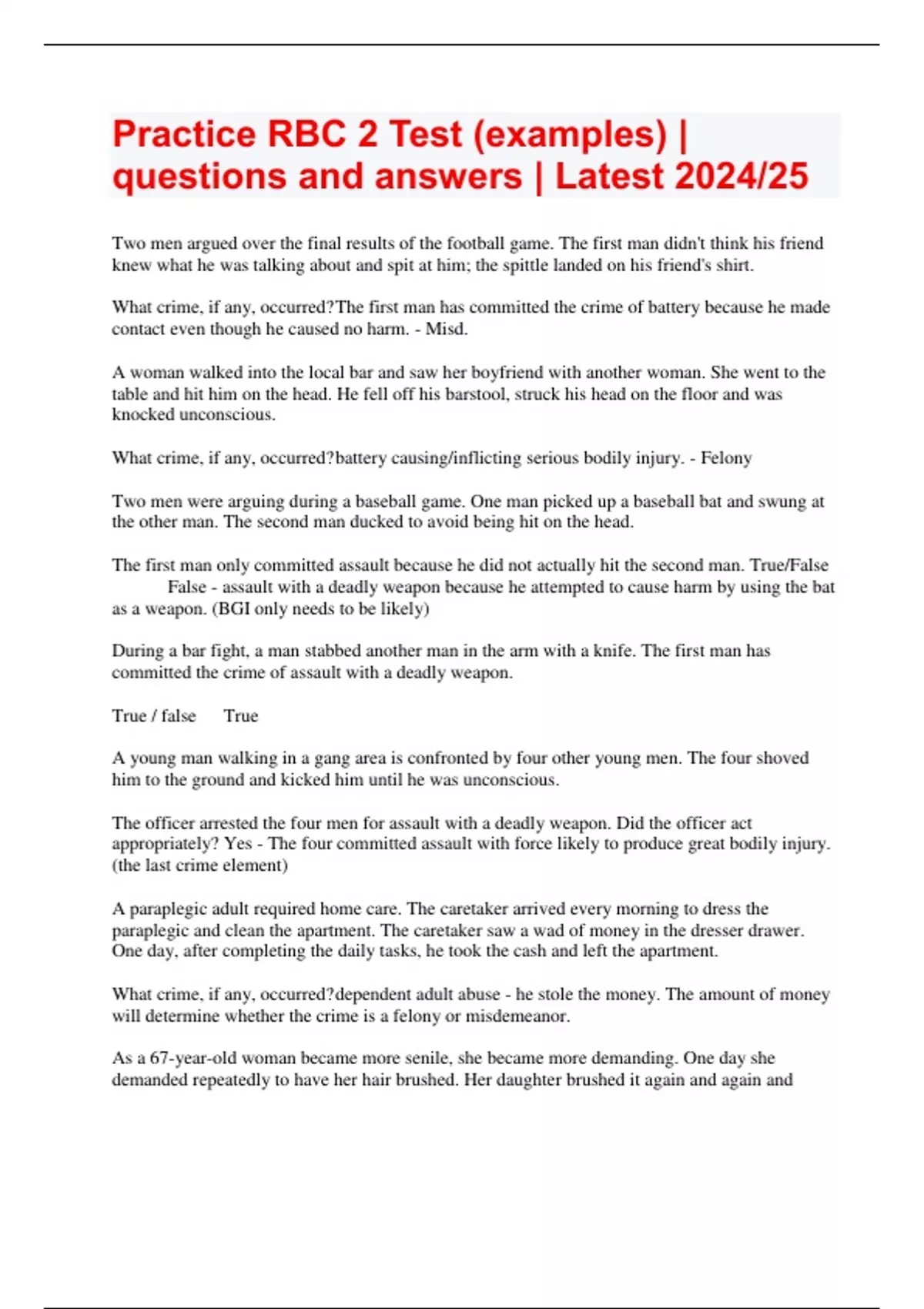 Practice RBC 2 Test (examples) | questions and answers | Latest 2024/25 ...