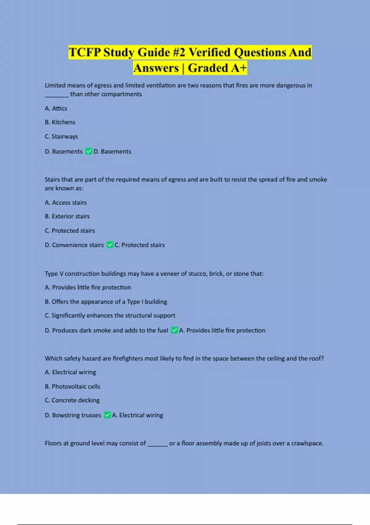 TCFP Study Guide #2 Verified Questions And Answers | Graded A+ - TCFP ...