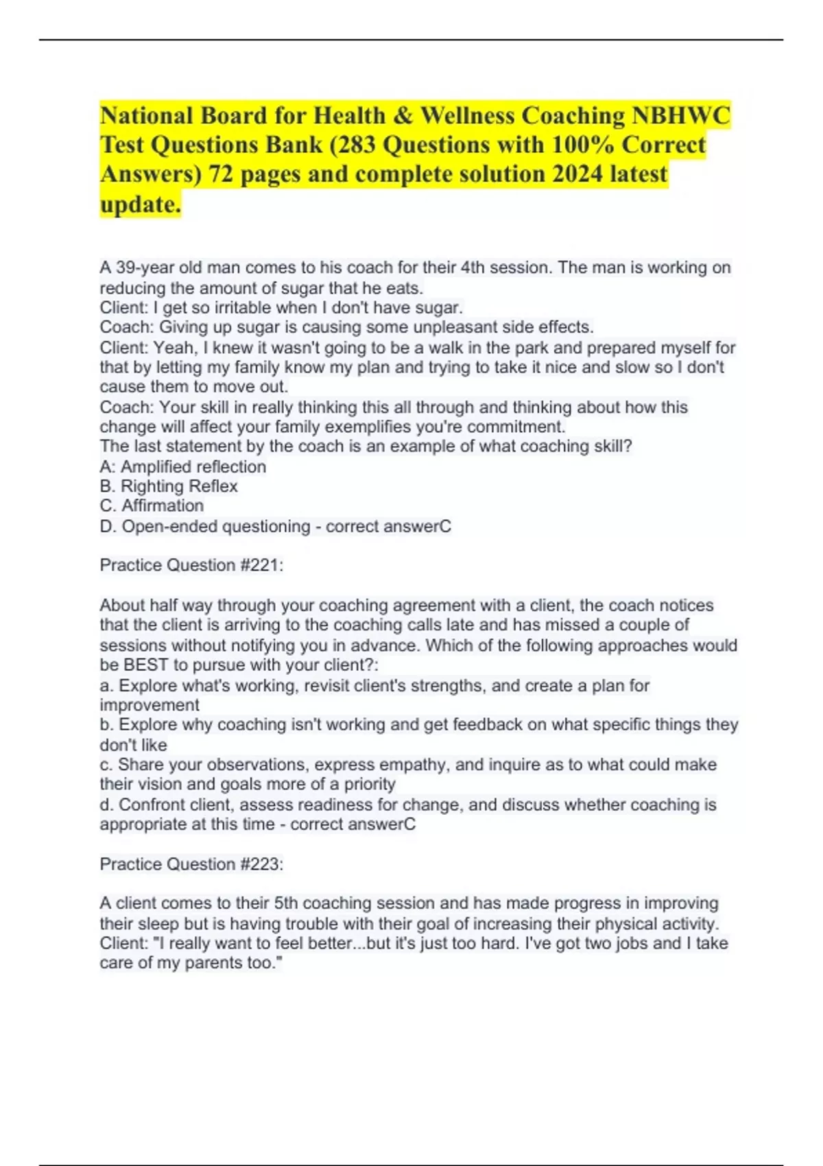 NBHWC (National Board for Health & Wellness) Exams Compilation BUNDLE ...