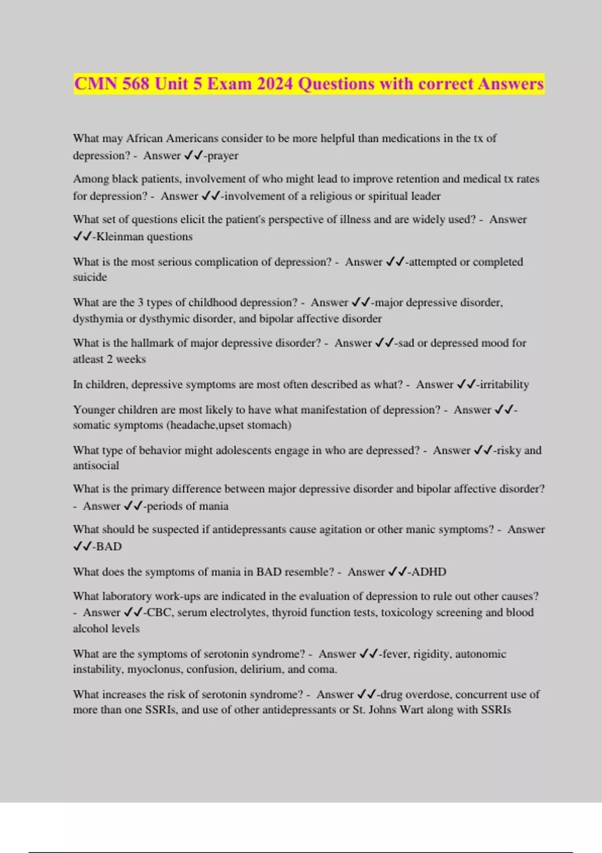 CMN 568 Unit 5 Exam 2024 Questions with correct Answers - CMN 568 ...