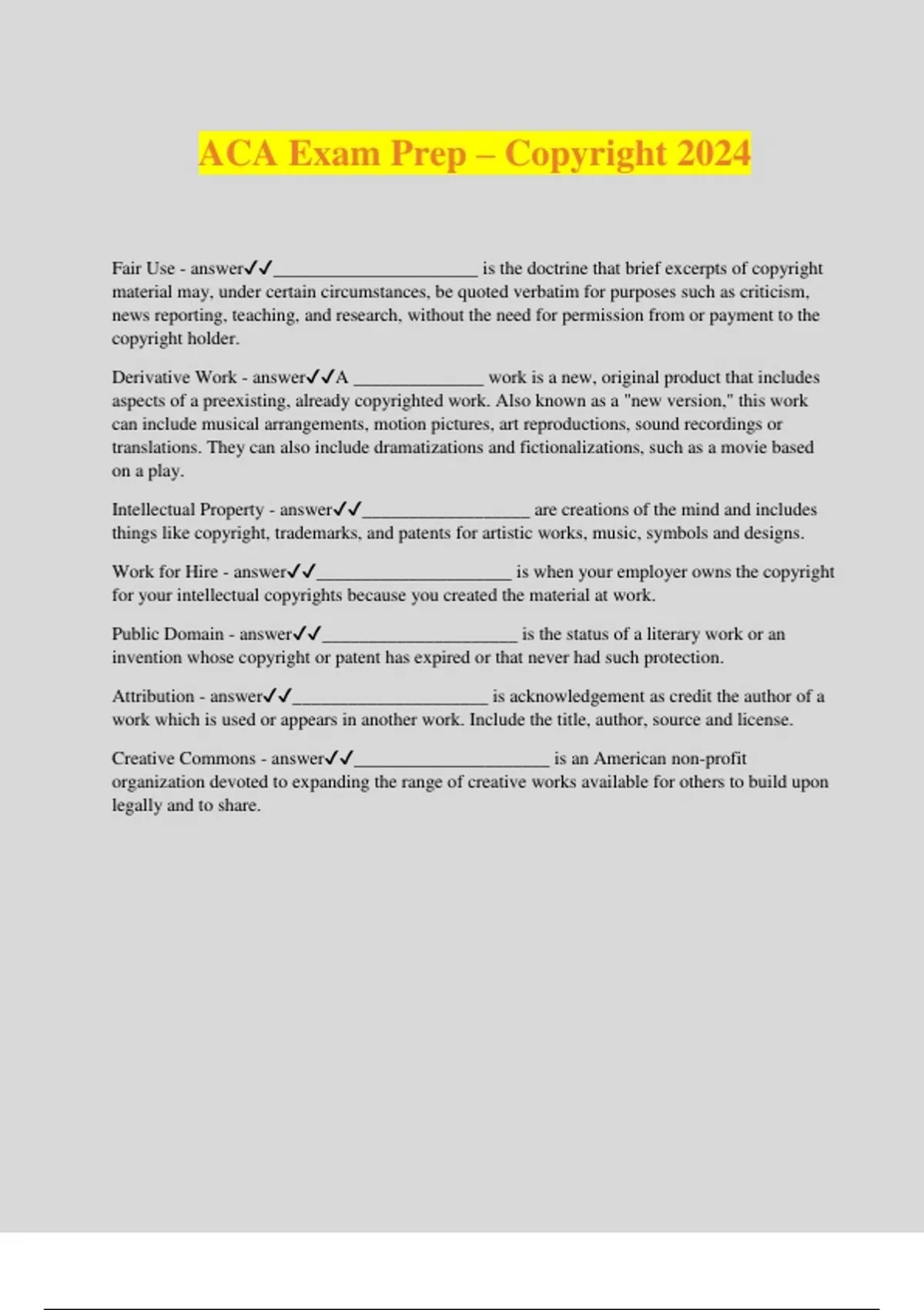 ACA Exam Prep – Copyright 2024 - Acas - Stuvia US