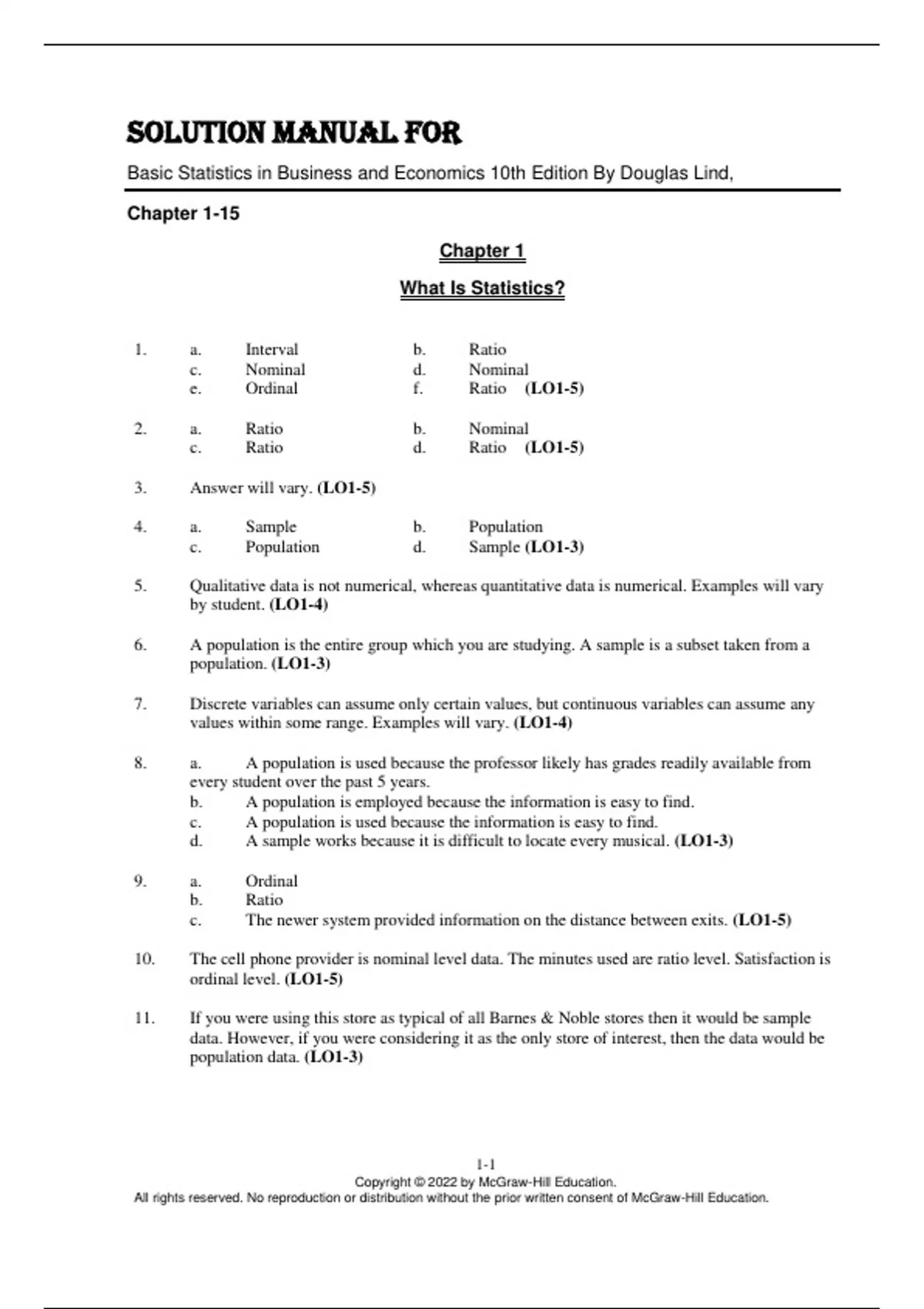 Solution Manual for Basic Statistics in Business and Economics 10th ...