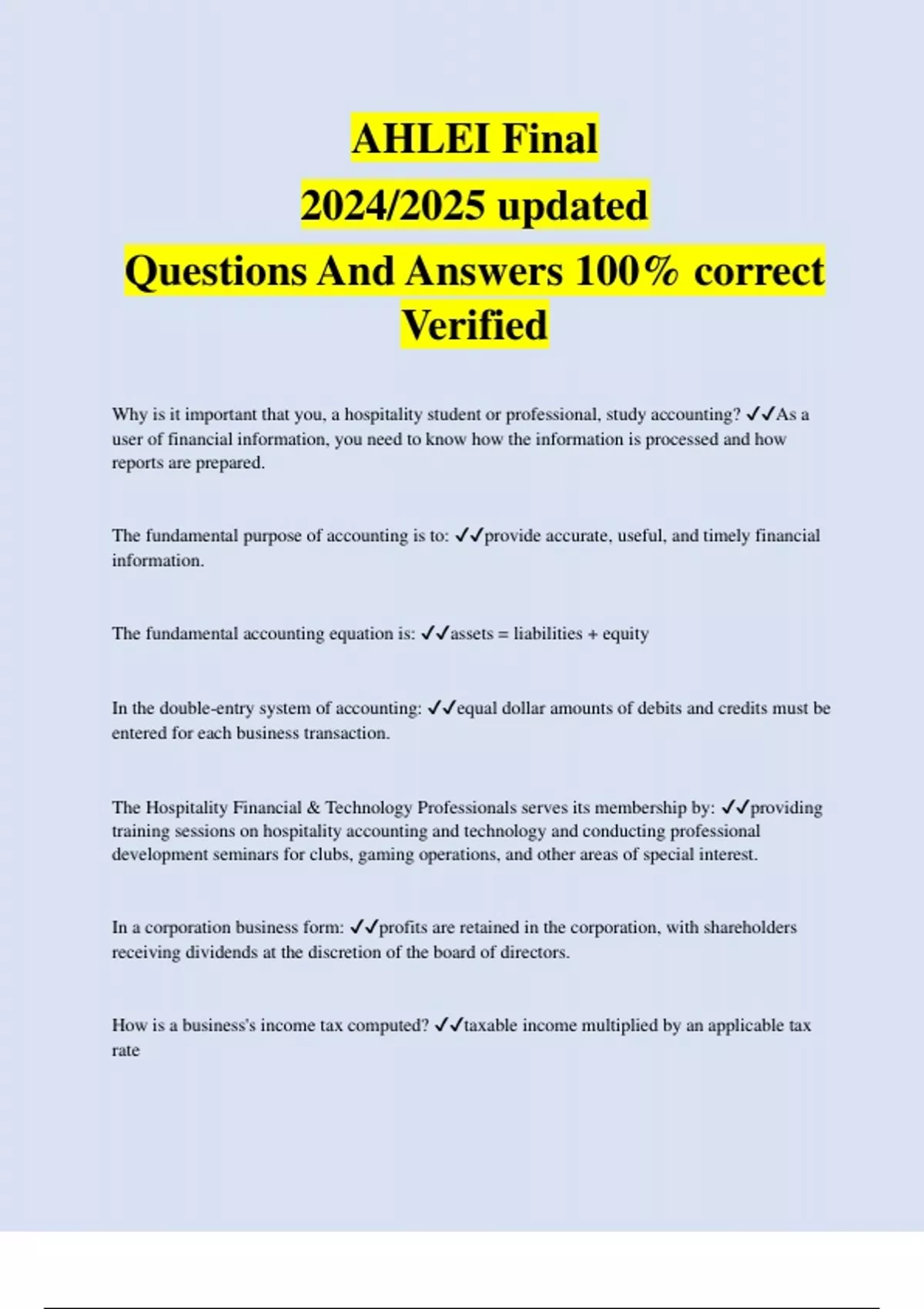 AHLEI Final 2024/2025 updated Questions And Answers 100% correct ...