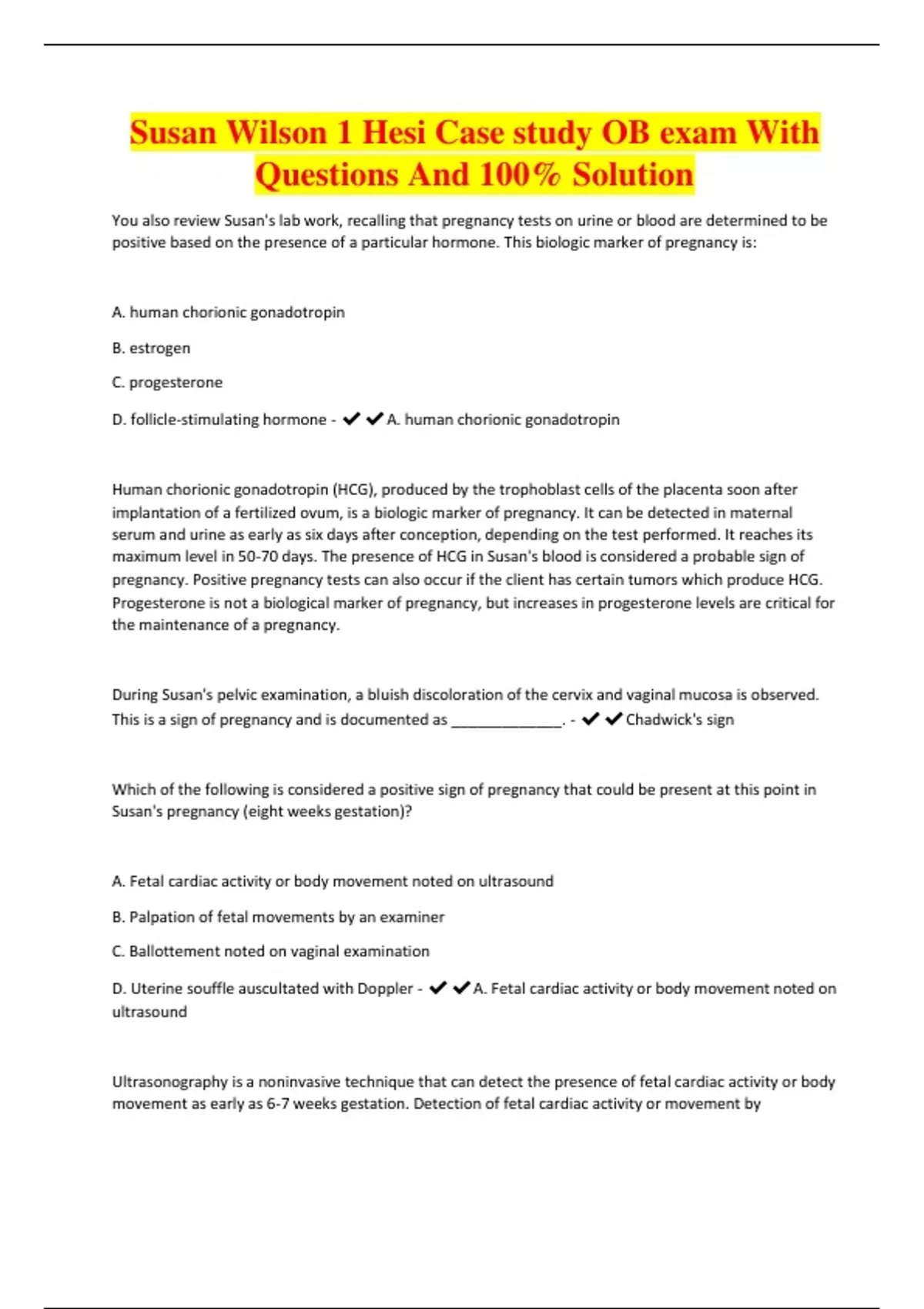 Susan Wilson 1 Hesi Case study OB exam With Questions And 100% Solution ...