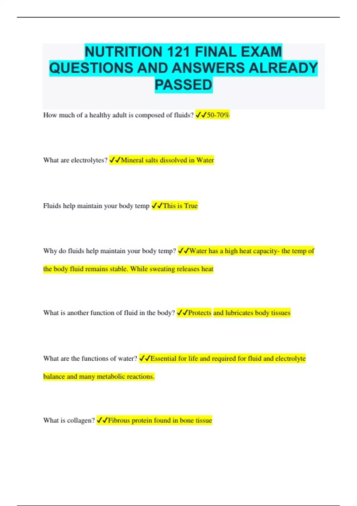 Portage Learning: Nutrition Bundled Exams Questions and Answers ...