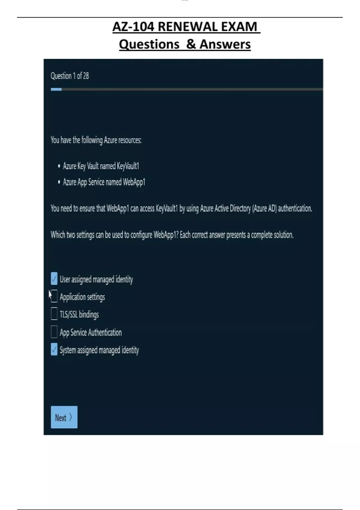 AZ-104 RENEWAL EXAM Questions & Answers - AZ 104 - Stuvia US