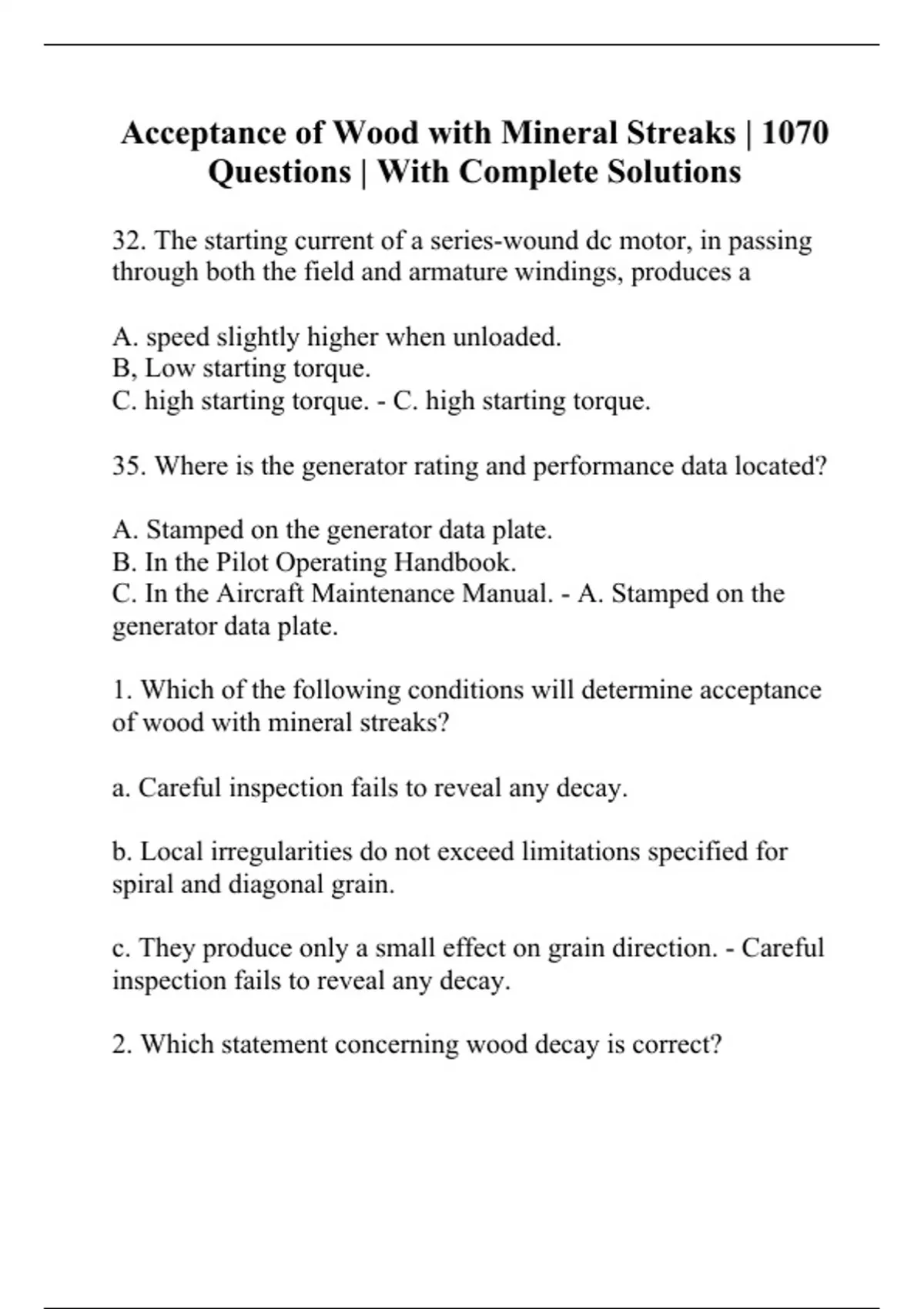 Acceptance of Wood with Mineral Streaks | 1070 Questions | With ...