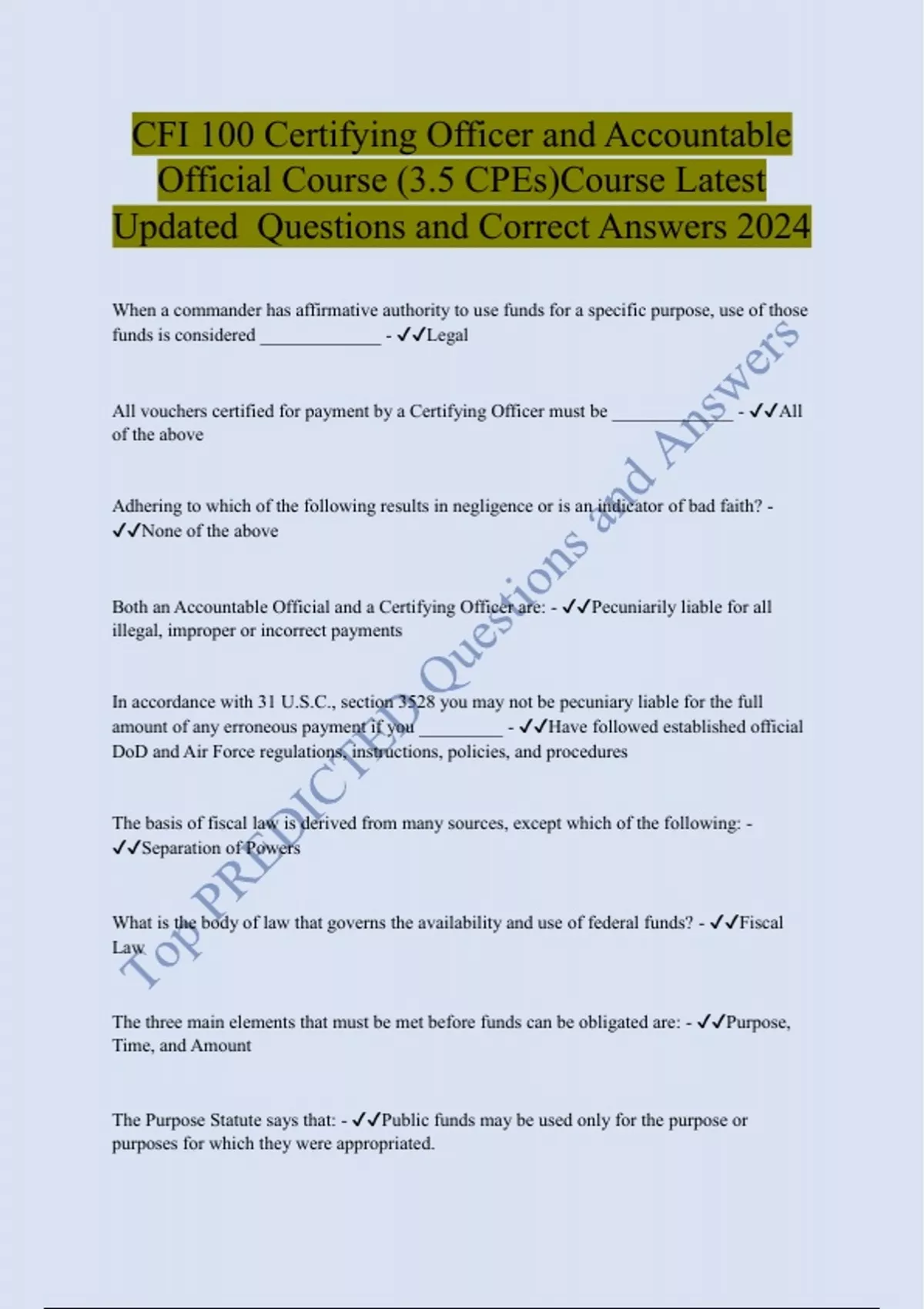 CFI 100 Certifying Officer and Accountable Official Course (3.5 CPEs ...