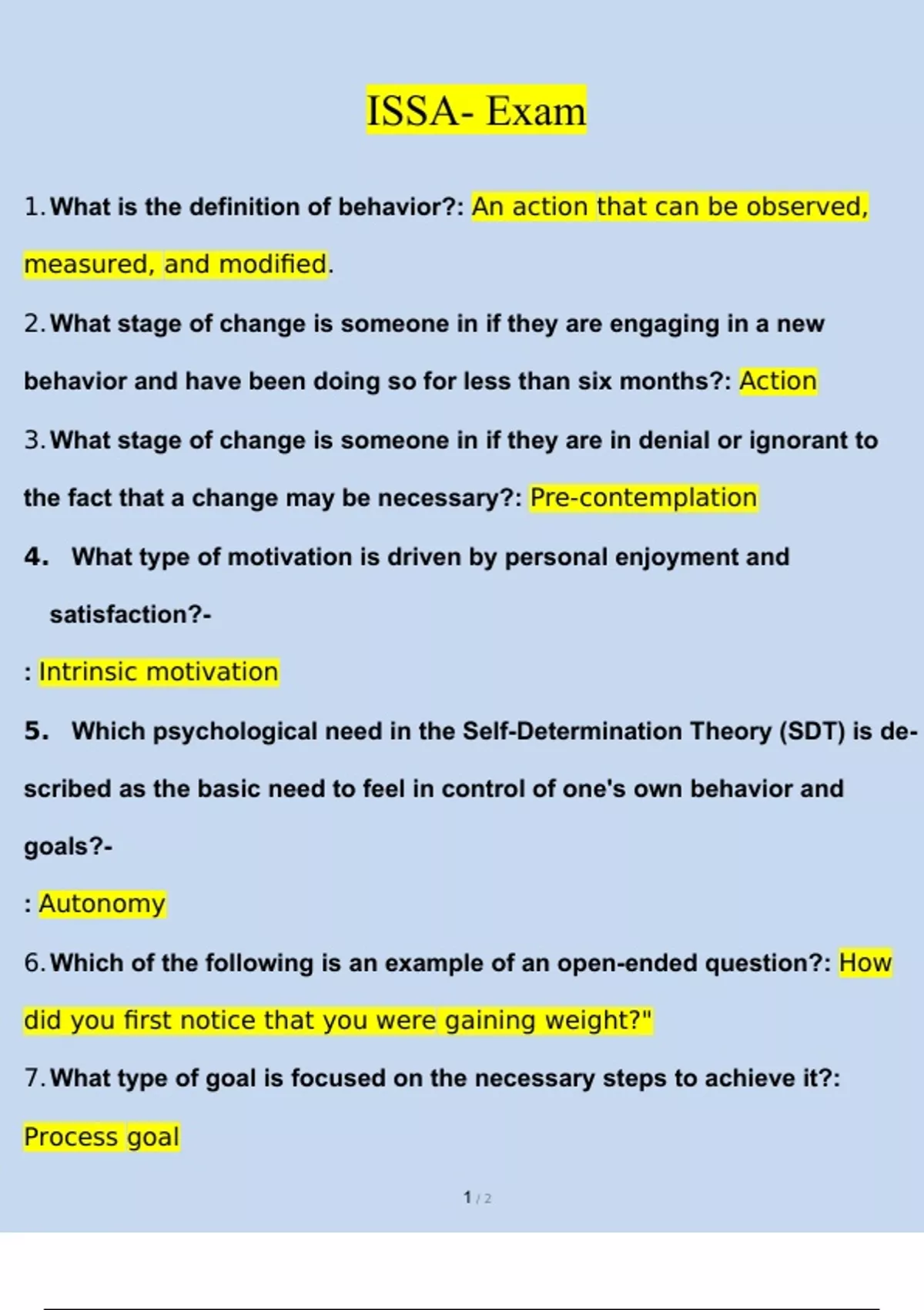 ISSA Exam Questions and Answers (2024 / 2025) (Verified Answers) - Issa ...