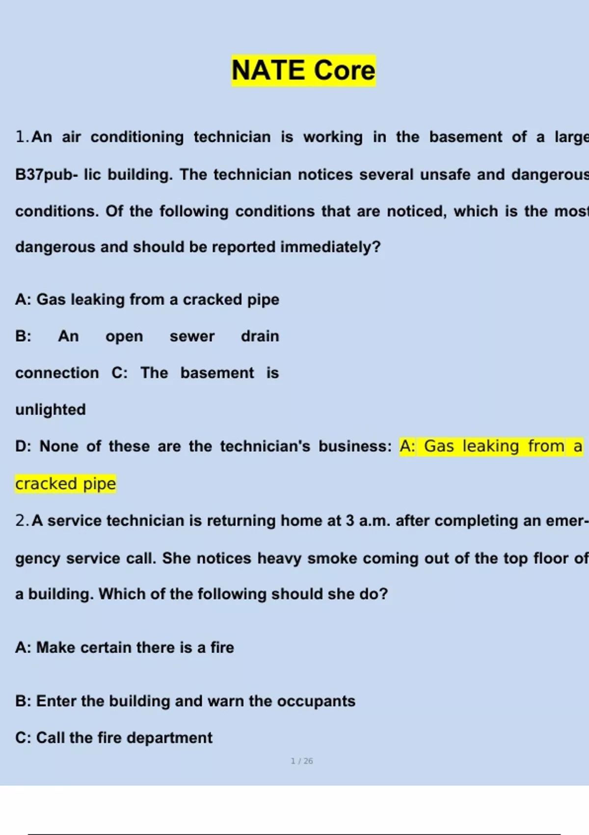 NATE Core 2024 Exam Questions and Answers (2024 / 2025) (Verified ...