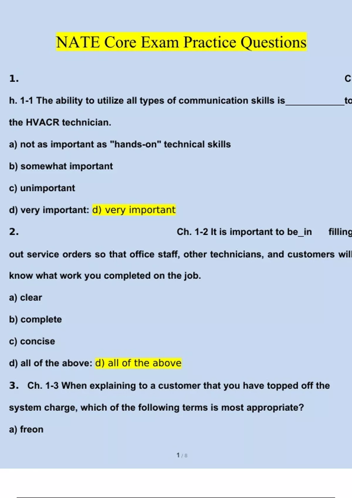 NATE Core Exam Practice Questions and Answers (2024 / 2025) (Verified ...