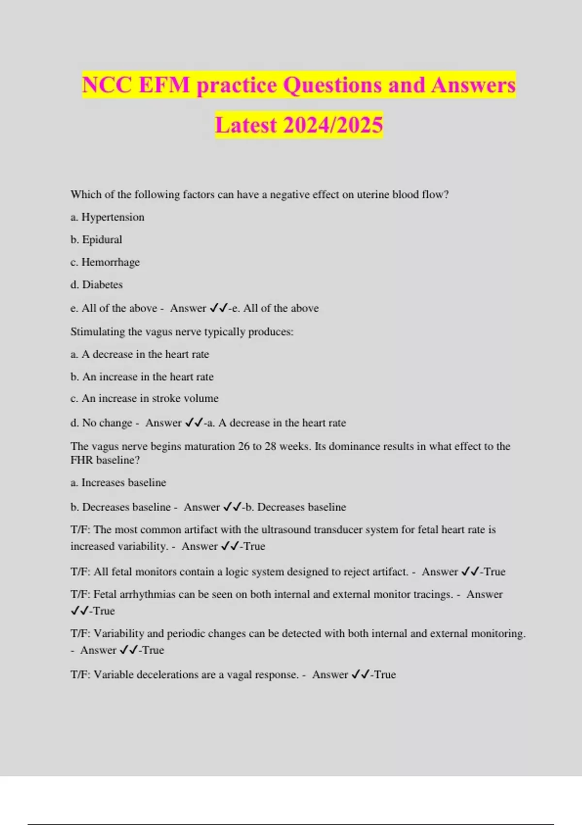 NCC EFM practice Questions and Answers Latest 2024/2025 - NCC EFM ...