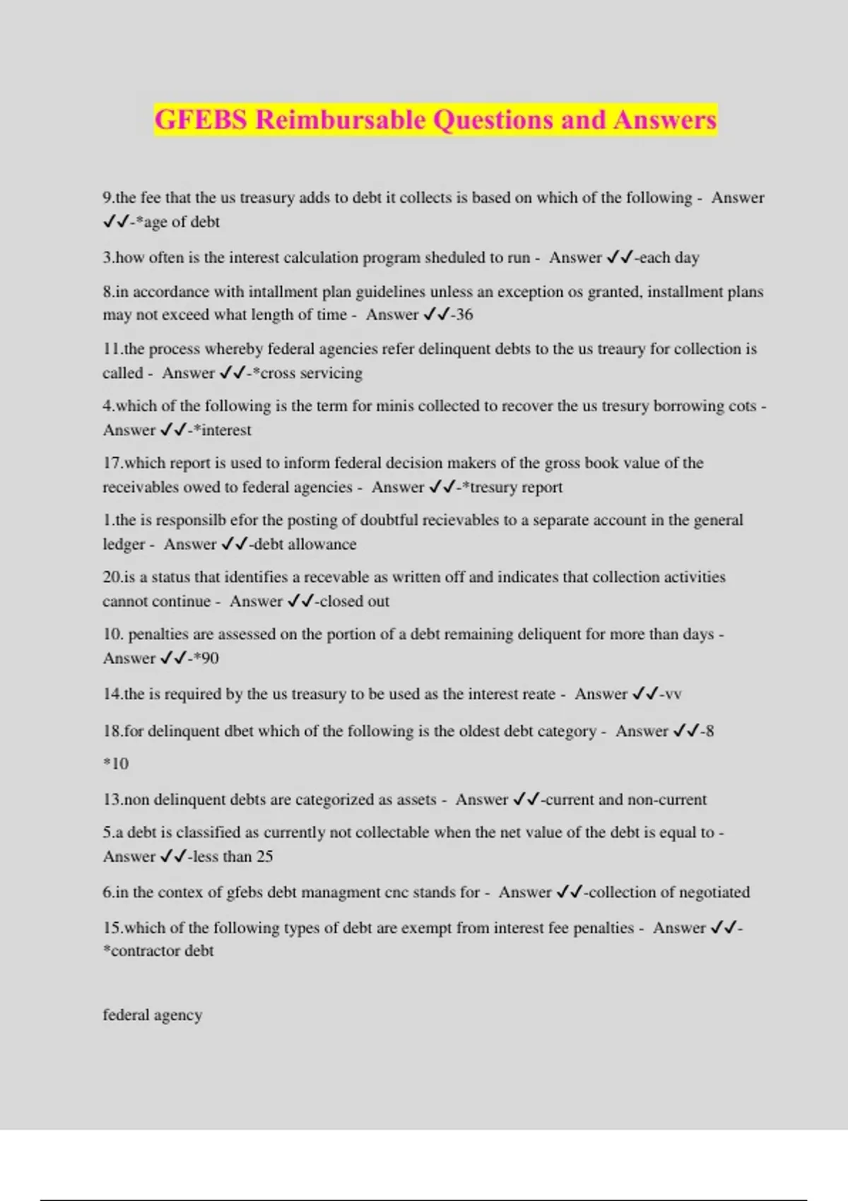 GFEBS Reimbursable Questions and Answers - GFEBS - Stuvia US