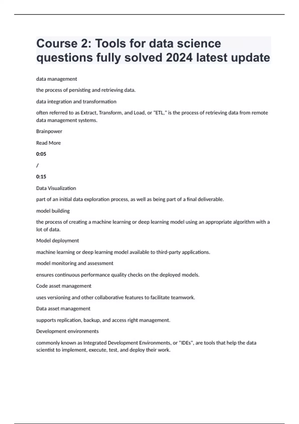Course 2: Tools for data science questions fully solved 2024 latest ...