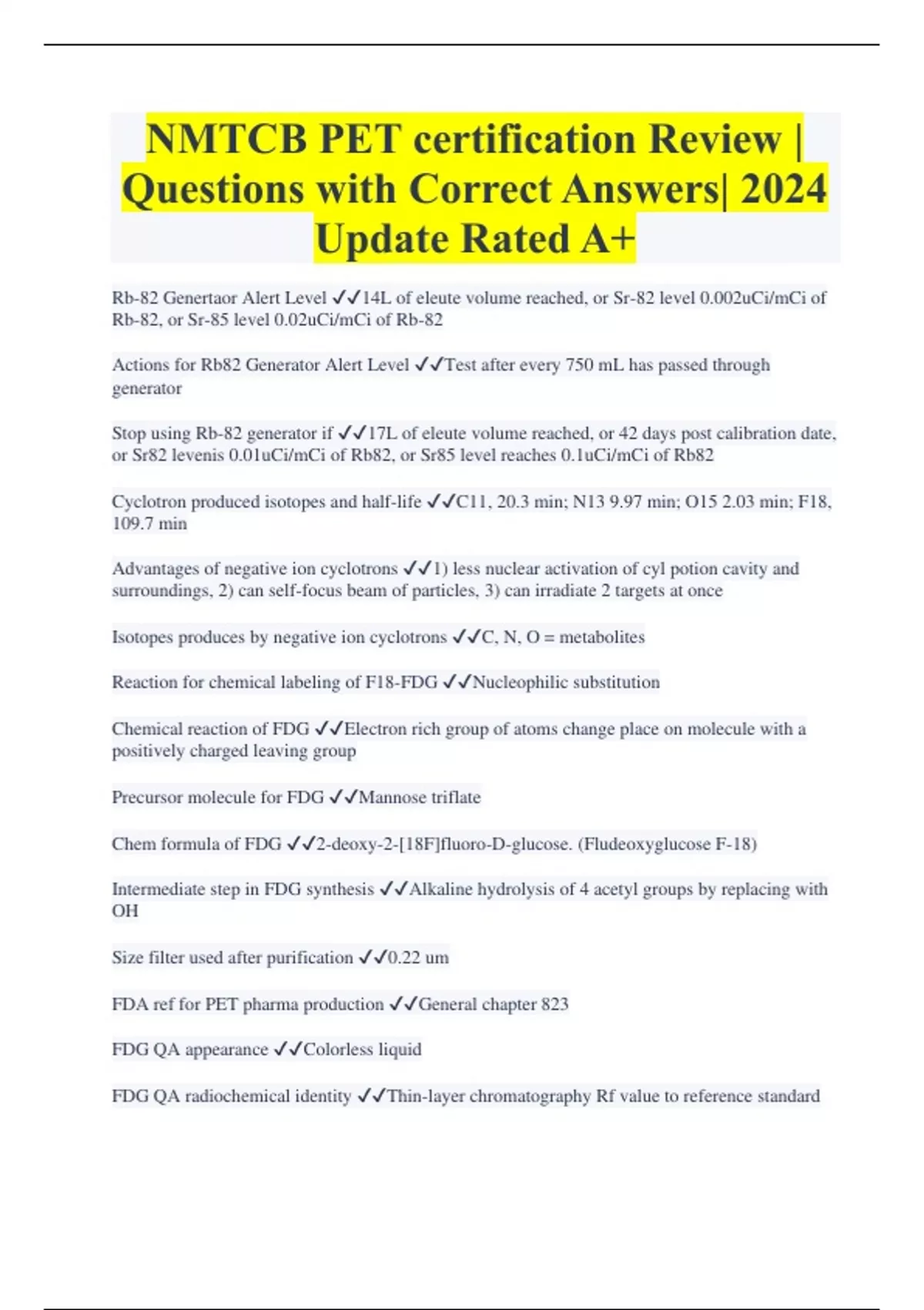 NMTCB PET certification Review | Questions with Correct Answers| 2024 ...