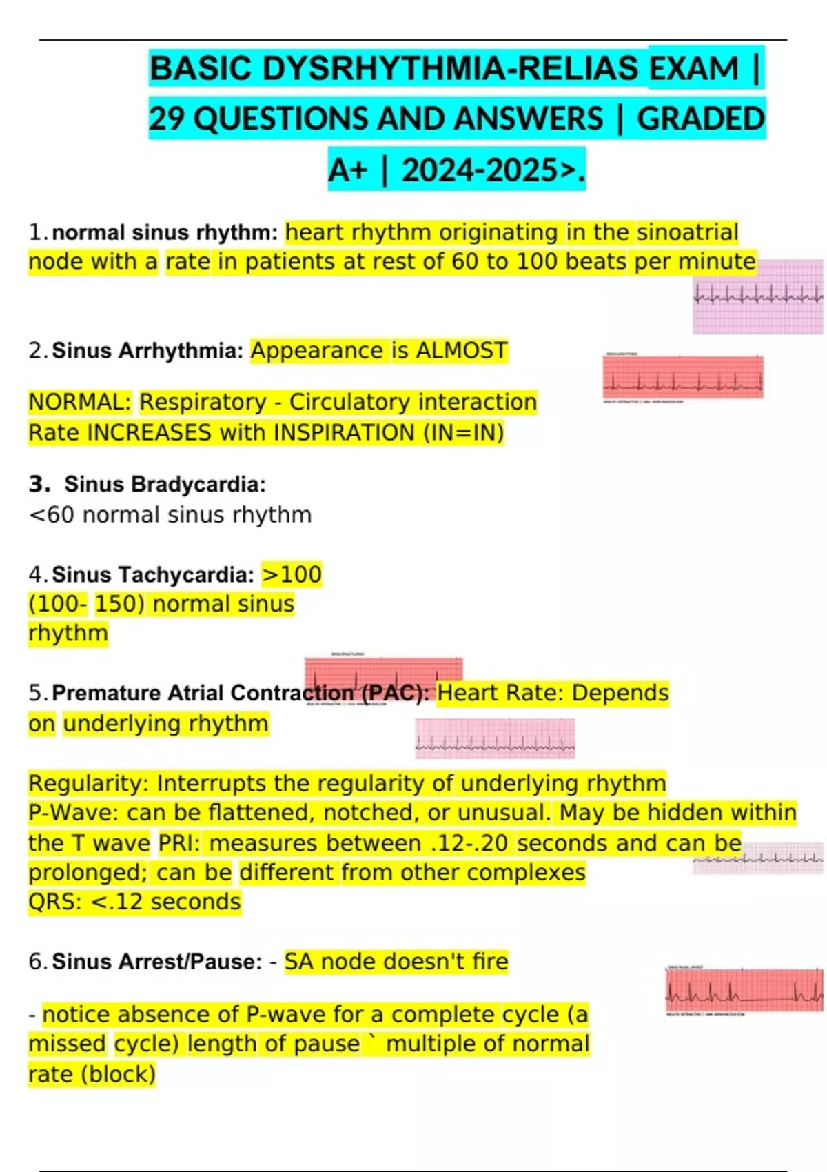 BASIC DYSRHYTHMIA-RELIAS EXAM | 29 QUESTIONS AND ANSWERS | GRADED A+ ...