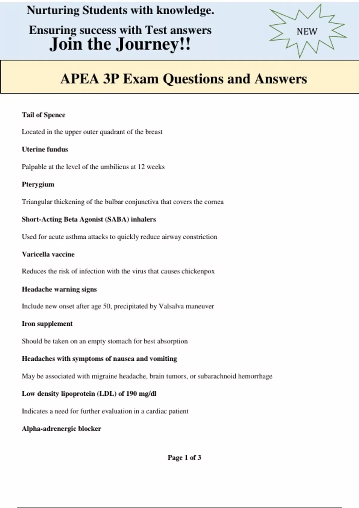 APEA 3P Exam Questions and Answers/Complete with Answers Verified and ...