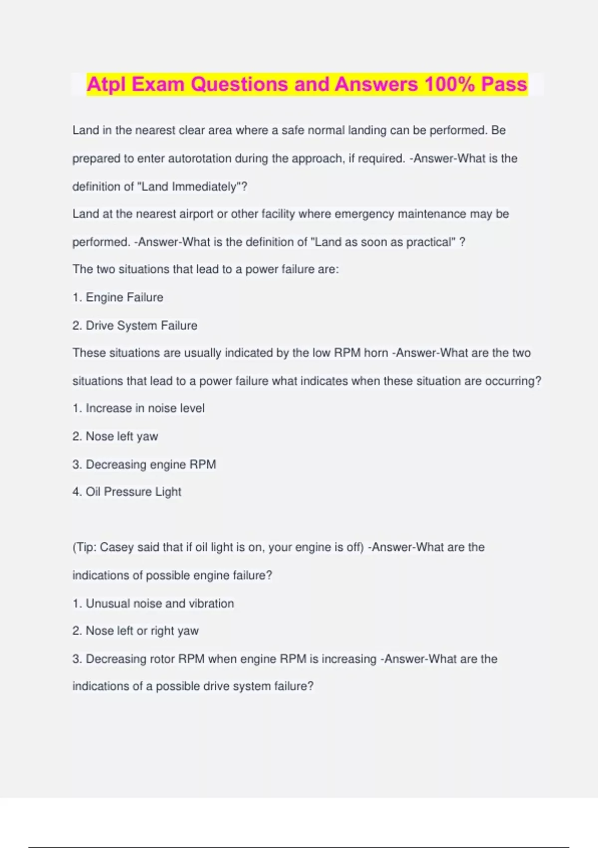 Atpl Exam Questions and Answers 100% Pass - ATPL - Stuvia US